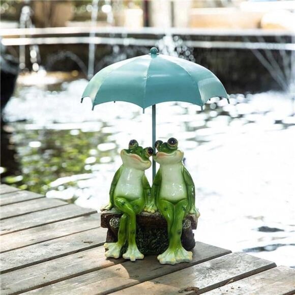 Accents | Frog Statue Garden Resin Happy Couple Frogs On Bench ...